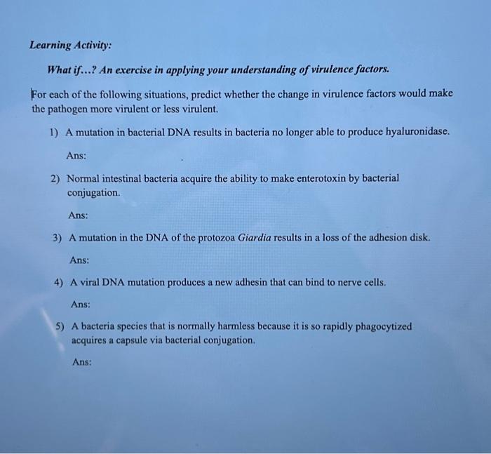 Solved Learning Activity: What if...? An exercise in | Chegg.com