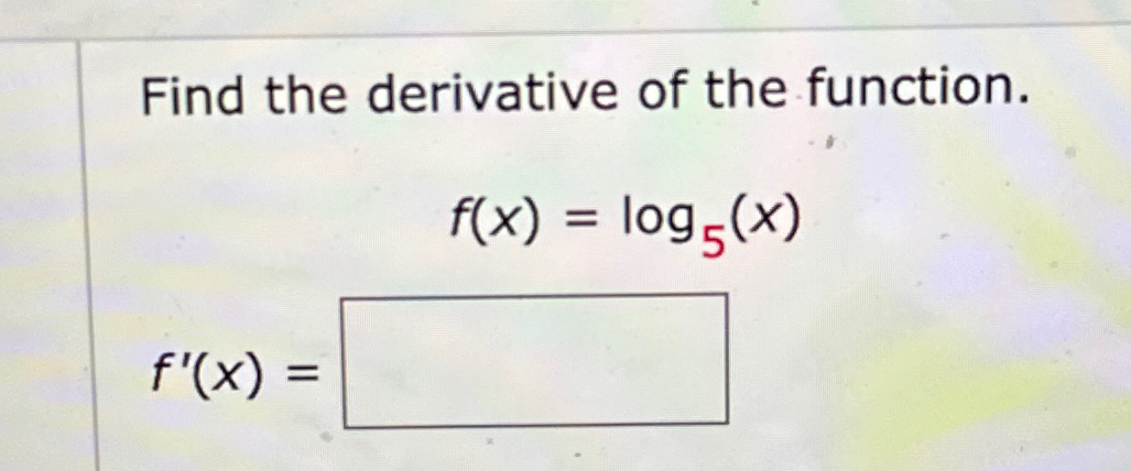 Solved Find the derivative of the | Chegg.com