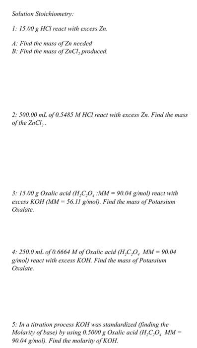 Solved Class Exercise: Stoichiometry Calculation; Limiting | Chegg.com