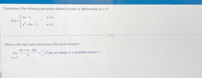 Solved Determine if the following piecewise defined function | Chegg.com