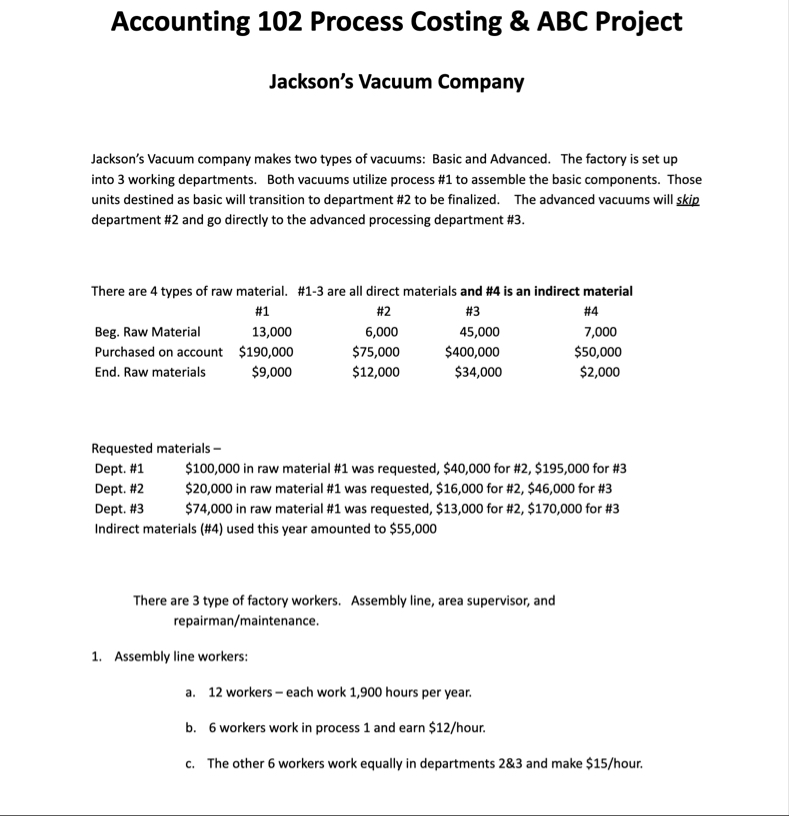 Solved Accounting 102 ﻿Process Costing Accounting 102 | Chegg.com