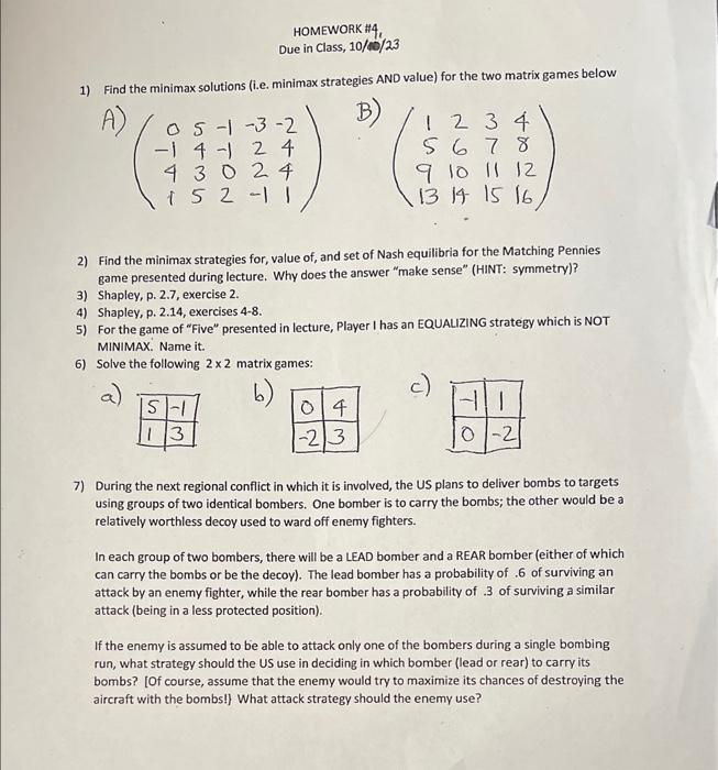 Solved 1) Find the minimax solutions (i.e. minimax | Chegg.com