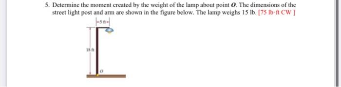 Solved 5. Determine the moment created by the weight of the | Chegg.com