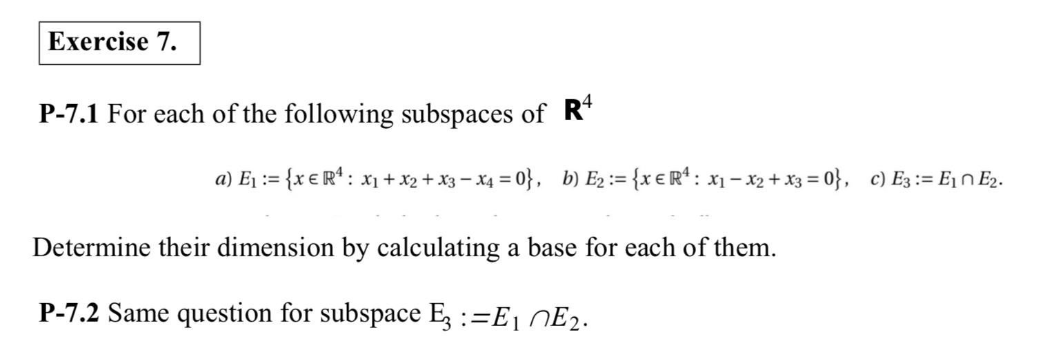 Solved Exercise 7 P 7 1 ﻿for Each Of The Following Subspaces
