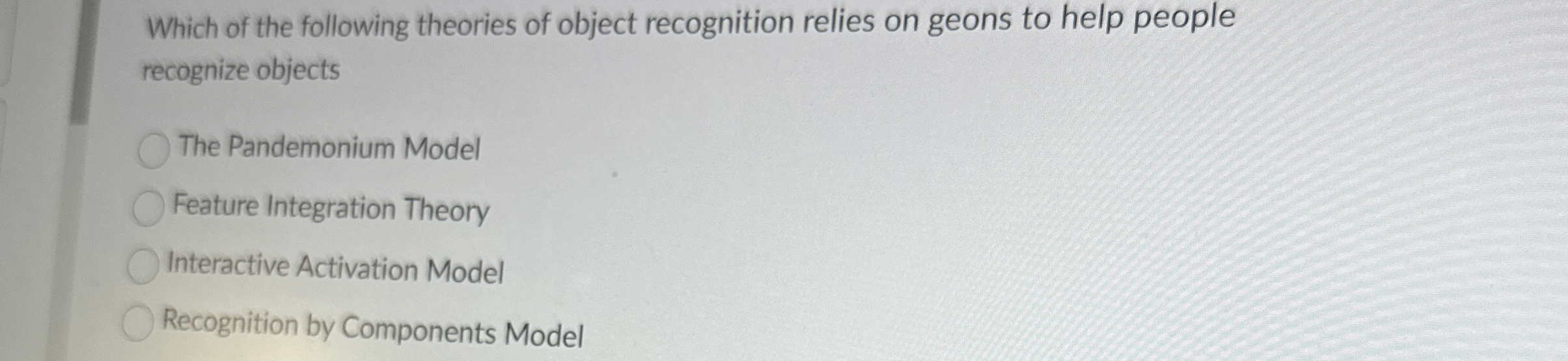 Solved Which of the following theories of object recognition | Chegg.com