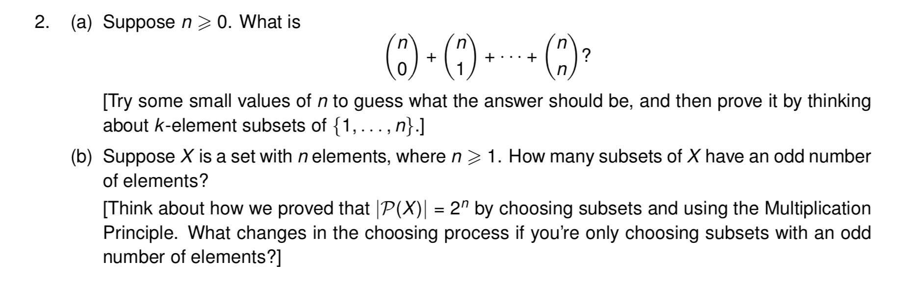 Solved (a) ﻿Suppose n≥0. ﻿What | Chegg.com