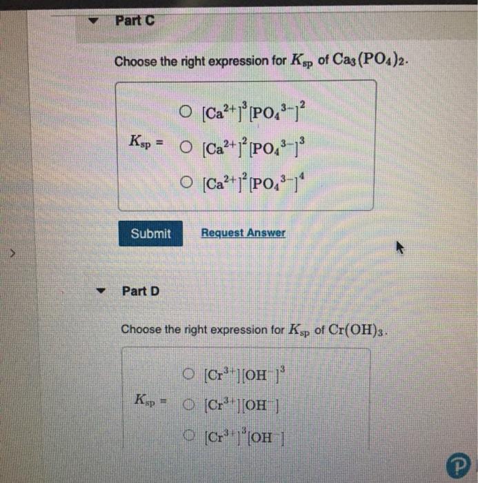 Solved Choose the right expression for Ksp of AgCl. O | Chegg.com