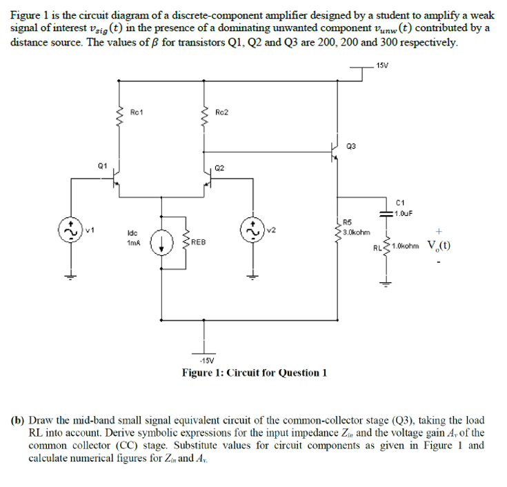 Solved Circuit diagram of a discrete-component amplifier | Chegg.com