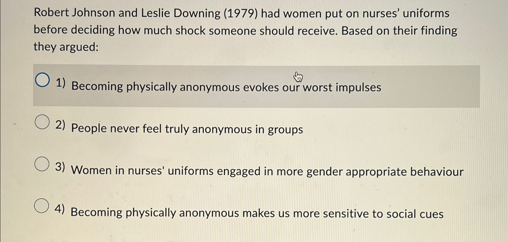 Solved Robert Johnson and Leslie Downing (1979) ﻿had women | Chegg.com
