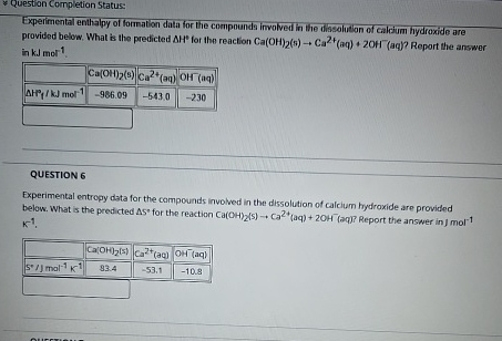 Solved QUESTION 6 ﻿Experimental enthalpy of formation data | Chegg.com