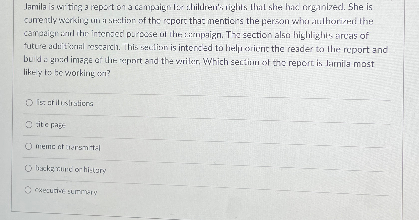 Solved Jamila is writing a report on a campaign for | Chegg.com