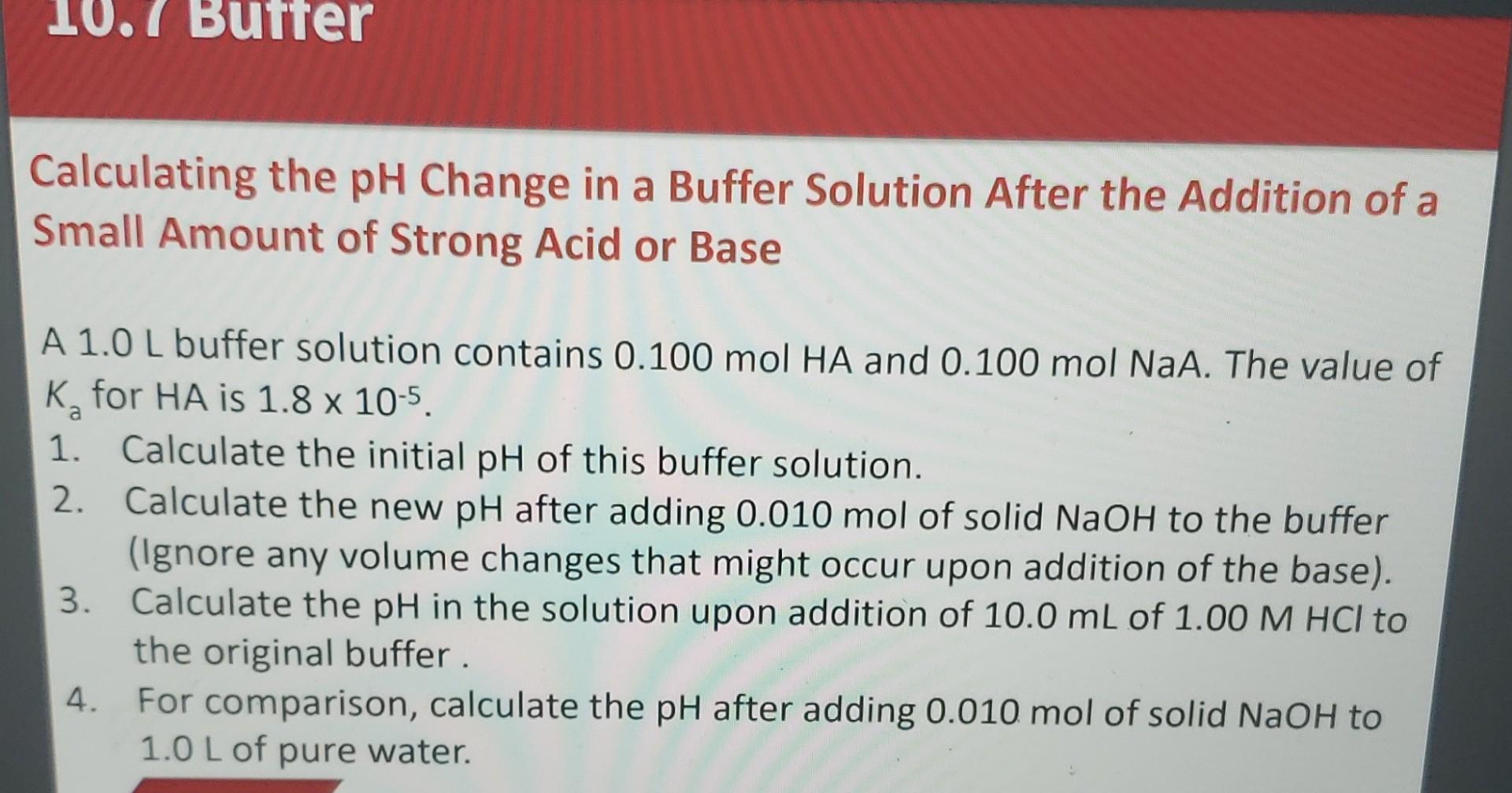 Solved Calculating the \\( \\mathrm{pH} \\) Change in a | Chegg.com