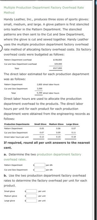 Solved Multiple Production Department Factory Overhead Rate | Chegg.com