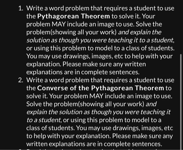 Solved 1. Write a word problem that requires a student to | Chegg.com