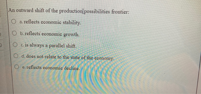 Solved An outward shift of the production possibilities | Chegg.com