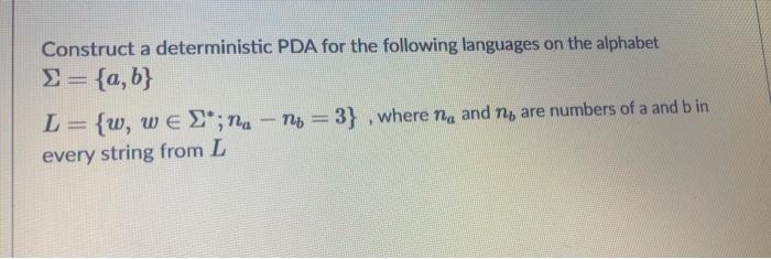 Solved a Construct a deterministic PDA for the following | Chegg.com