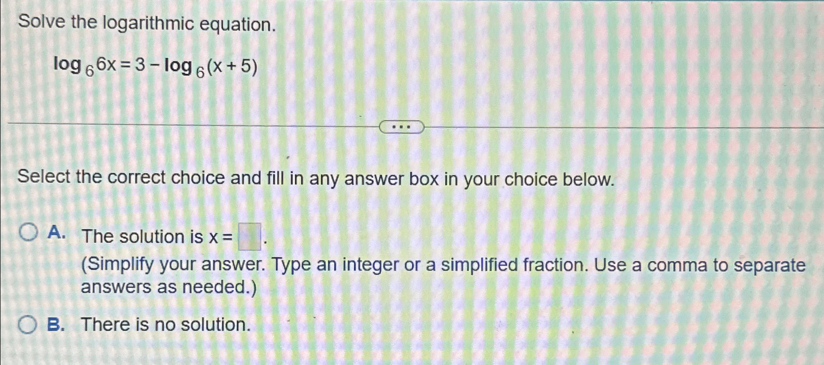 Solved Solve the logarithmic | Chegg.com