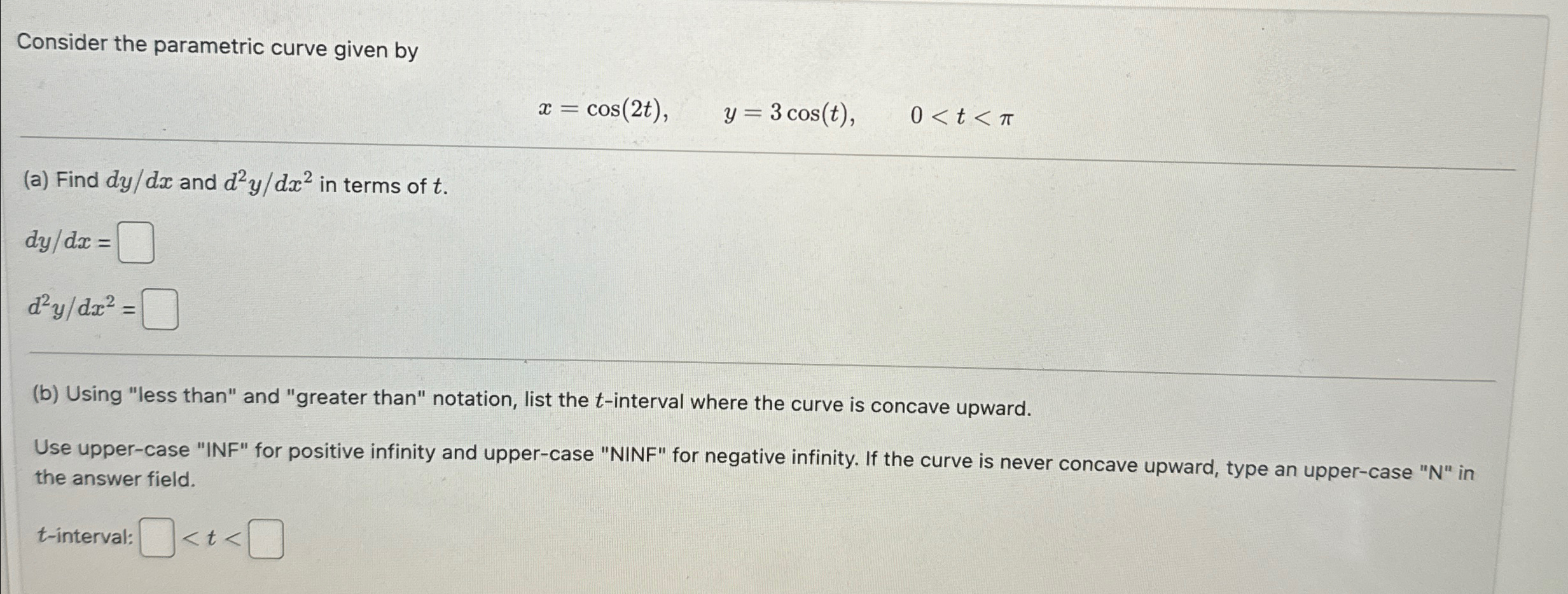 Solved Consider the parametric curve given | Chegg.com