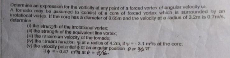 Solved Determine an expression for the vorticity at any | Chegg.com