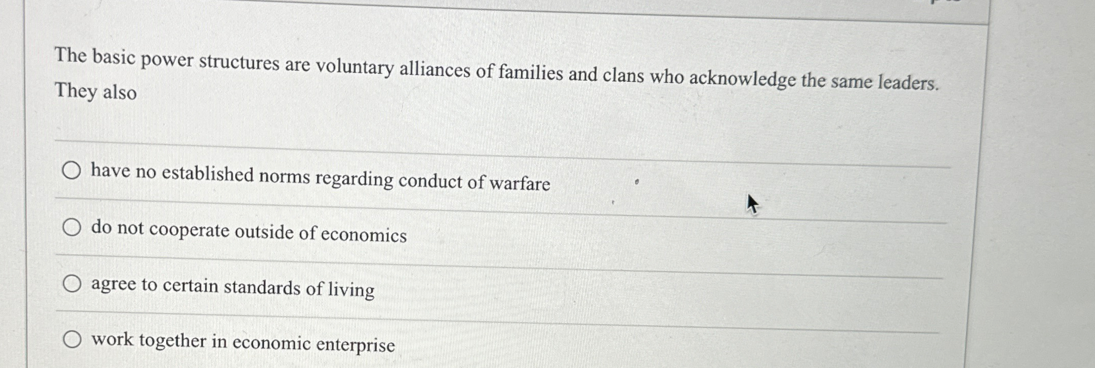 Solved The basic power structures are voluntary alliances of | Chegg.com