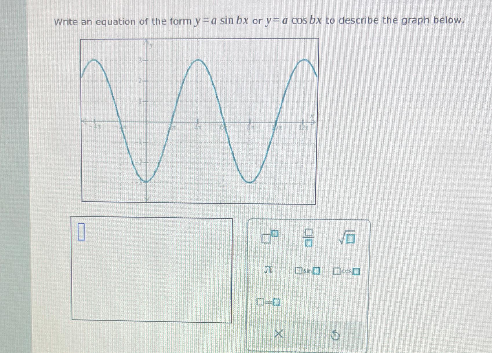 Solved Write an equation of the form y=a Sin bx ﻿or y=a | Chegg.com