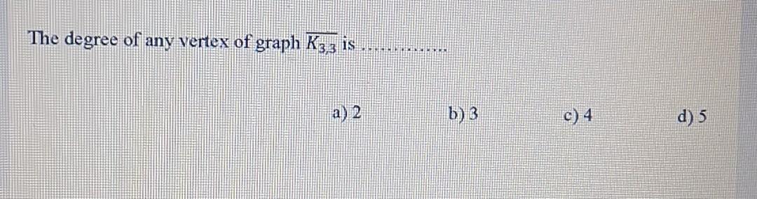 Solved The degree of any vertex of graph K33 is HISENSIERR | Chegg.com