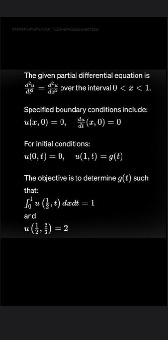 Solved The given partial differential equation is | Chegg.com