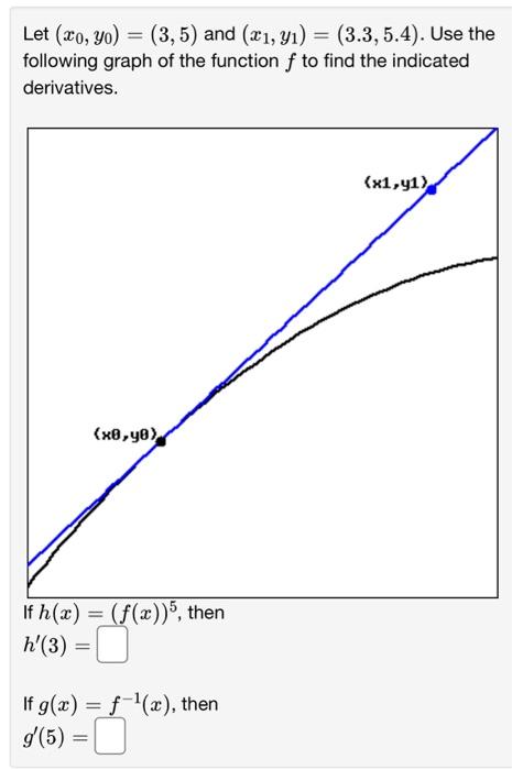 Solved Let (x0,y0)=(3,5) and (x1,y1)=(3.3,5.4). Use the | Chegg.com