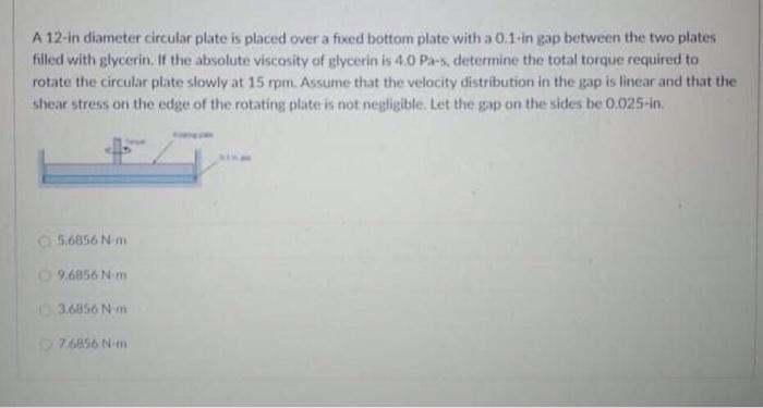 Solved A 12 in diameter circular plate is placed over a | Chegg.com