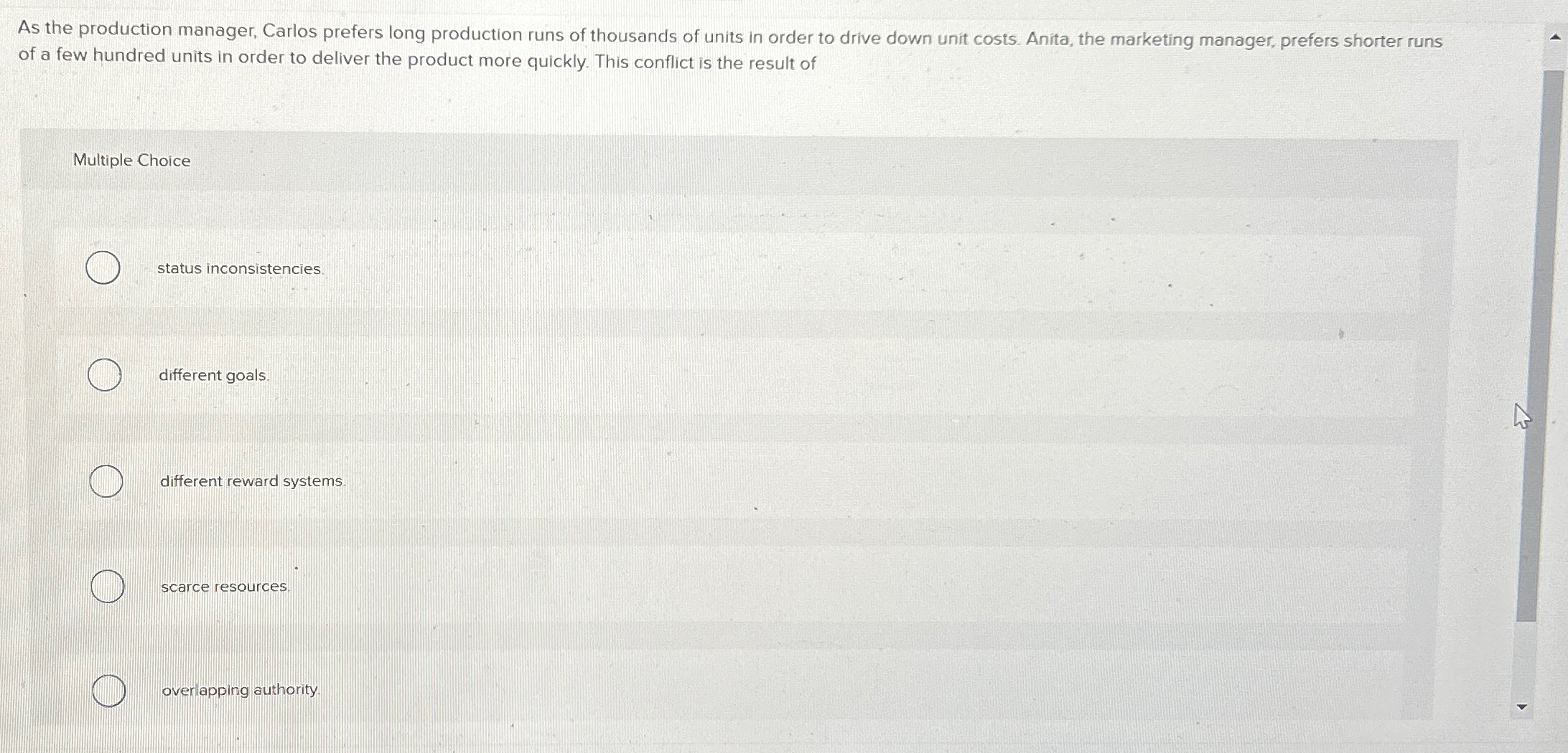 Solved As the production manager, Carlos prefers long | Chegg.com