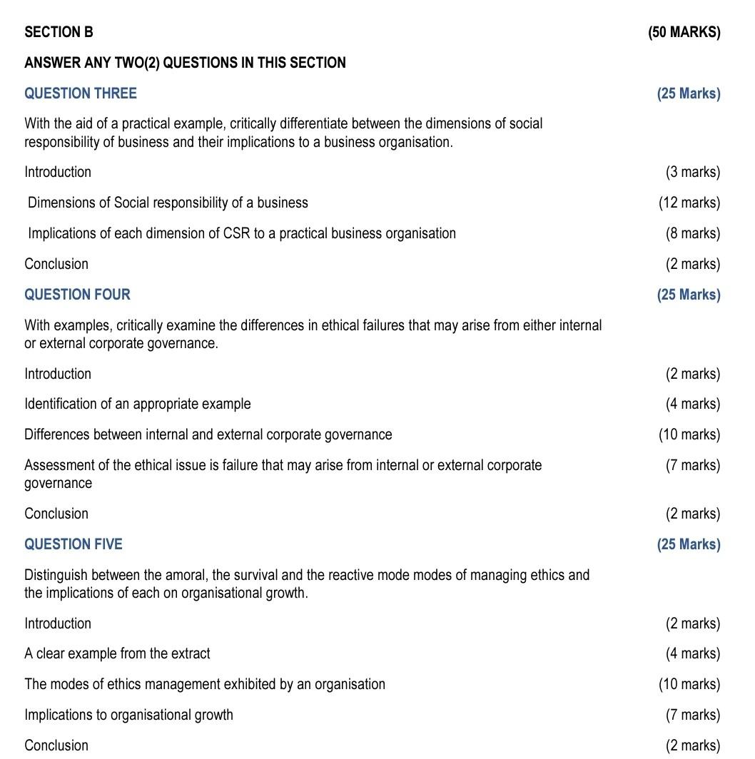 Solved SECTION B ANSWER ANY TWO(2) QUESTIONS IN THIS SECTION | Chegg.com