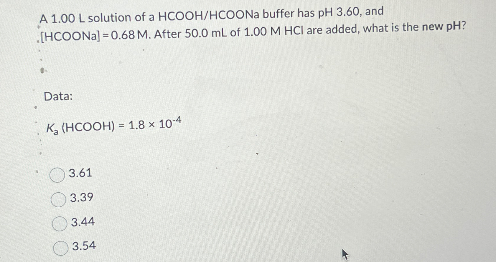 Solved A 1.00L ﻿solution of a HCOO HHCOO Na ﻿buffer has | Chegg.com