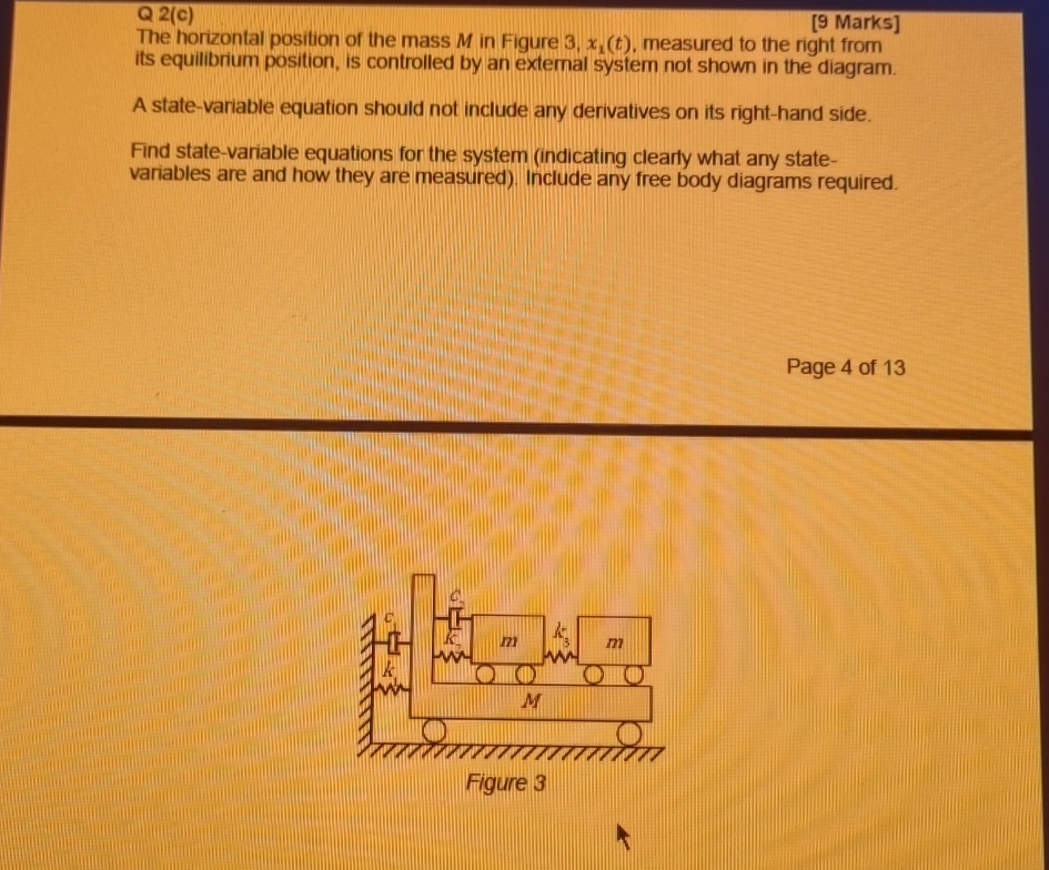 Solved Q 2(c)[9 ﻿Marks]The horizontal position of the mass M | Chegg.com
