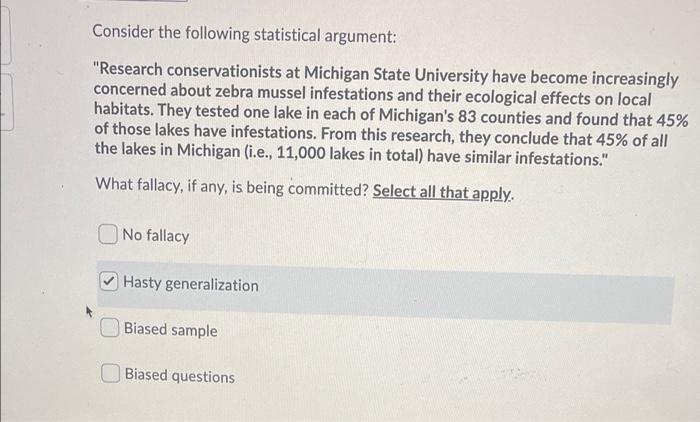 Solved Consider the following statistical argument: | Chegg.com