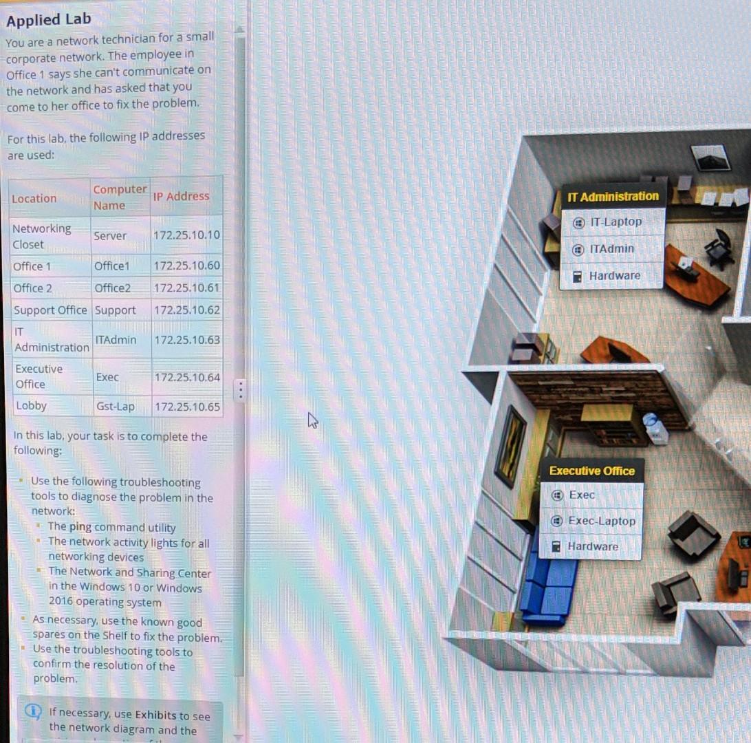 Applied Lab You are a network technician for a small | Chegg.com