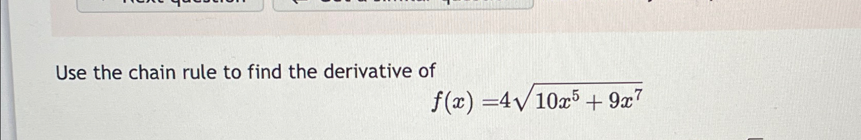 Solved Use the chain rule to find the derivative | Chegg.com