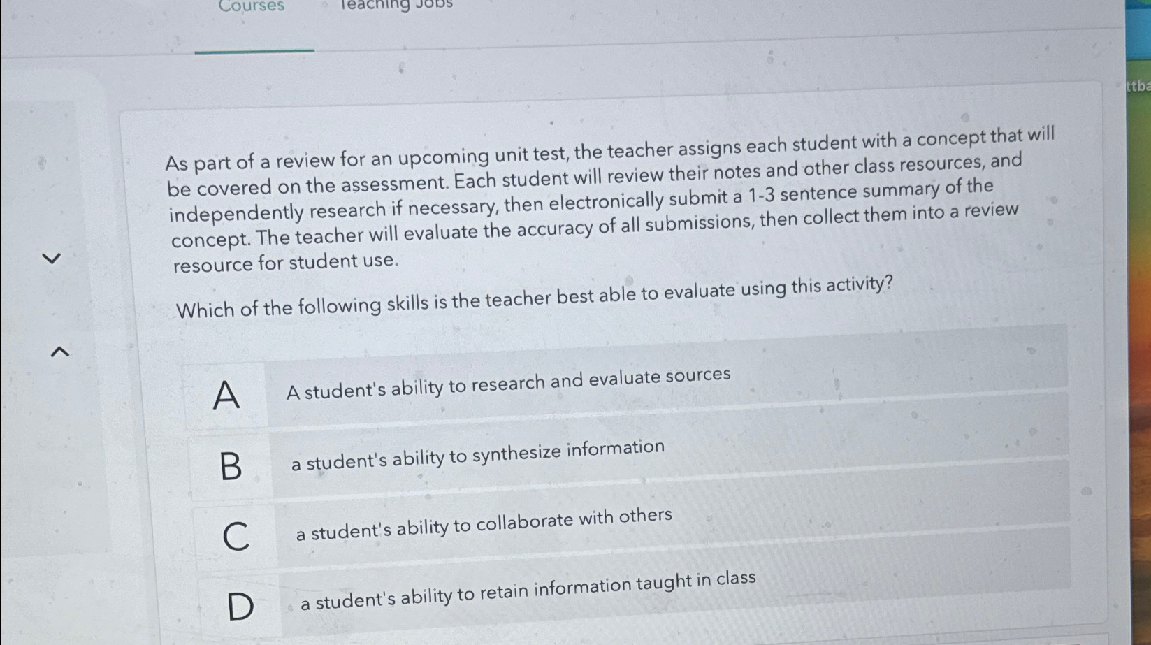Solved As part of a review for an upcoming unit test, the | Chegg.com