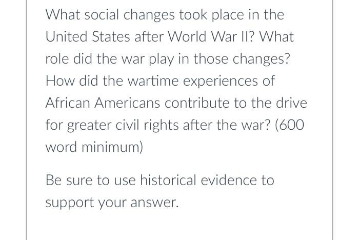 What social changes took place in the United States | Chegg.com
