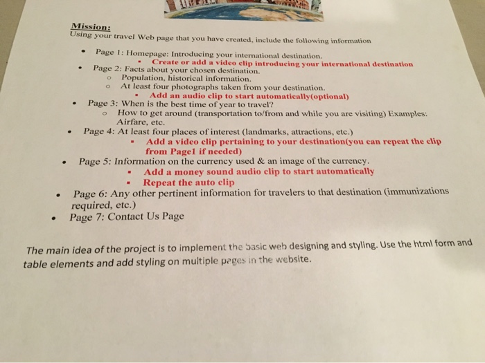 Mission Html Coding Oniy Create A Travel Web Page 9802