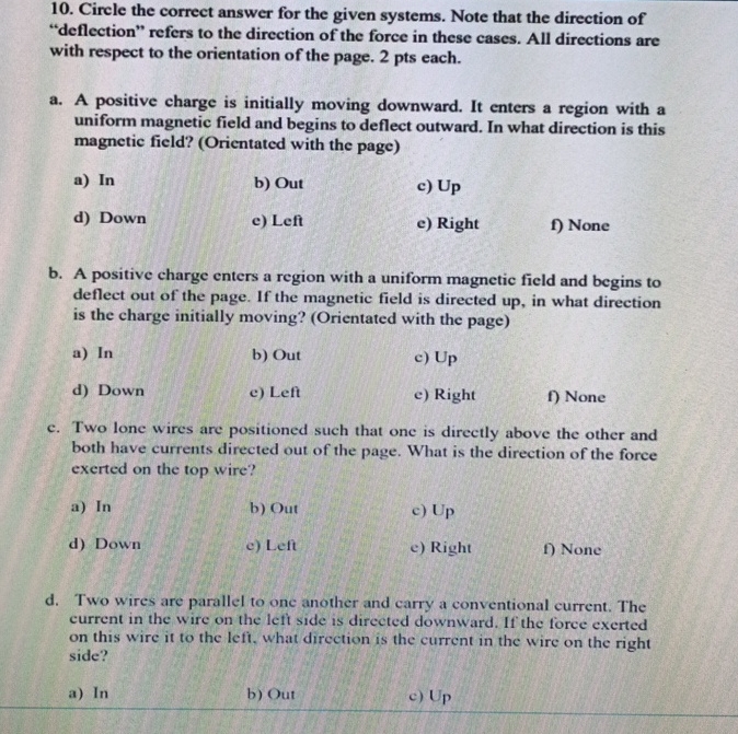 Solved Circle the correct answer for the given systems. Note | Chegg.com