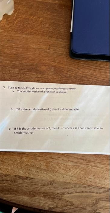 Solved 5. Ture or false? Provide an example to justify your | Chegg.com