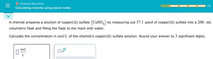 Solved Chemical Reactions Calculating molarity using solute | Chegg.com
