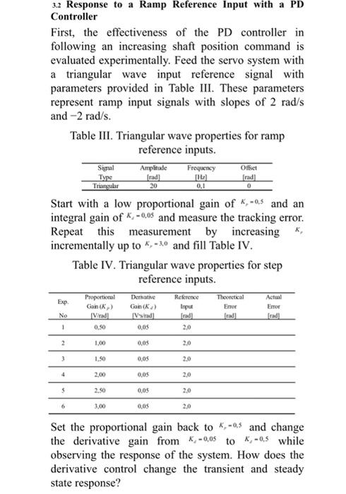 3.2 Response to a Ramp Reference Input with a PD | Chegg.com