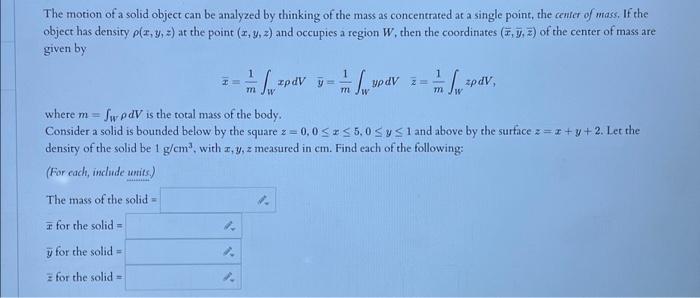 Solved The motion of a solid object can be analyzed by | Chegg.com