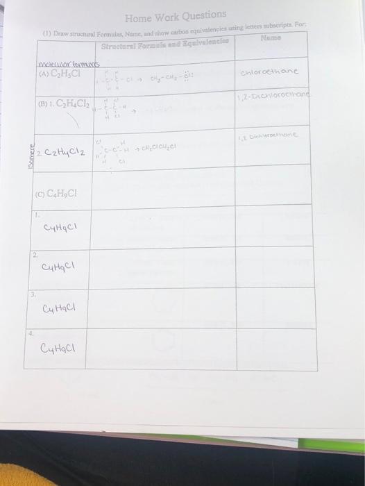Solved Home Work Questions (1) Drawstructural Formulas | Chegg.com