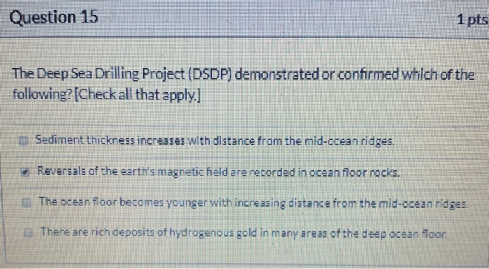 Solved Oceanography... not sure if there are other answers | Chegg.com