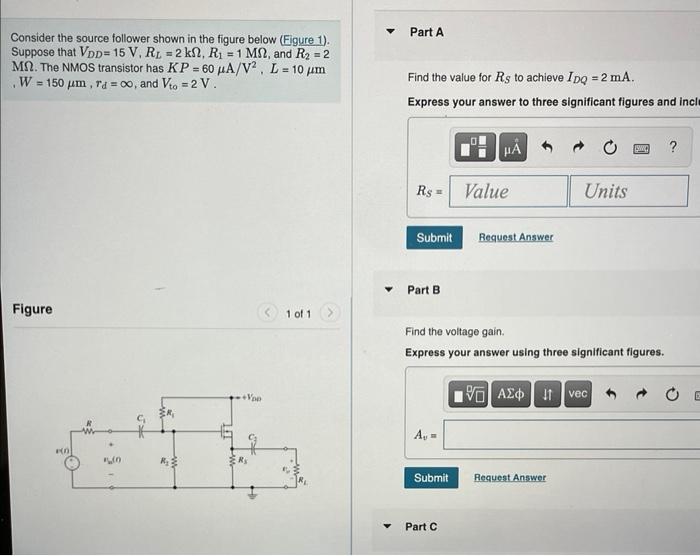 Solved Consider the source follower shown in the figure | Chegg.com