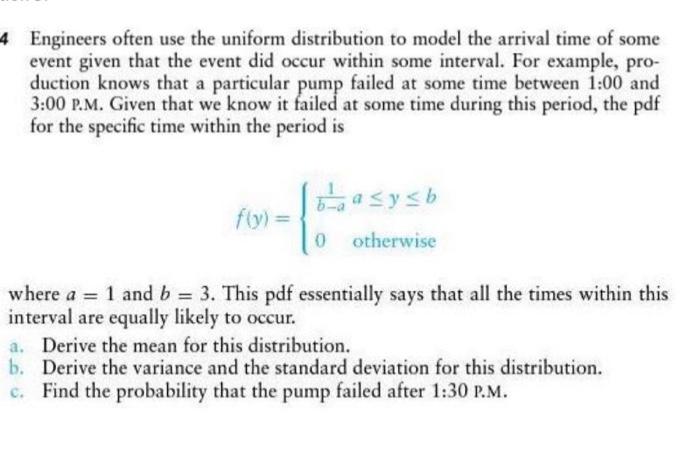 Solved 4 Engineers often use the uniform distribution to | Chegg.com