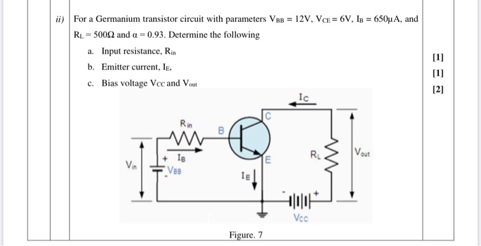 Solved ii) For a Germanium transistor circuit with | Chegg.com