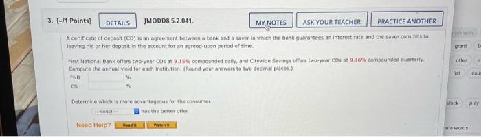 Solved w 3. T-11 Points) DETAILS JMODD8 5.2.041 MY NOTES ASK | Chegg.com Solved w 3. T-11 Points) DETAILS JMODD8 5.2.041 MY NOTES ASK | Chegg.com